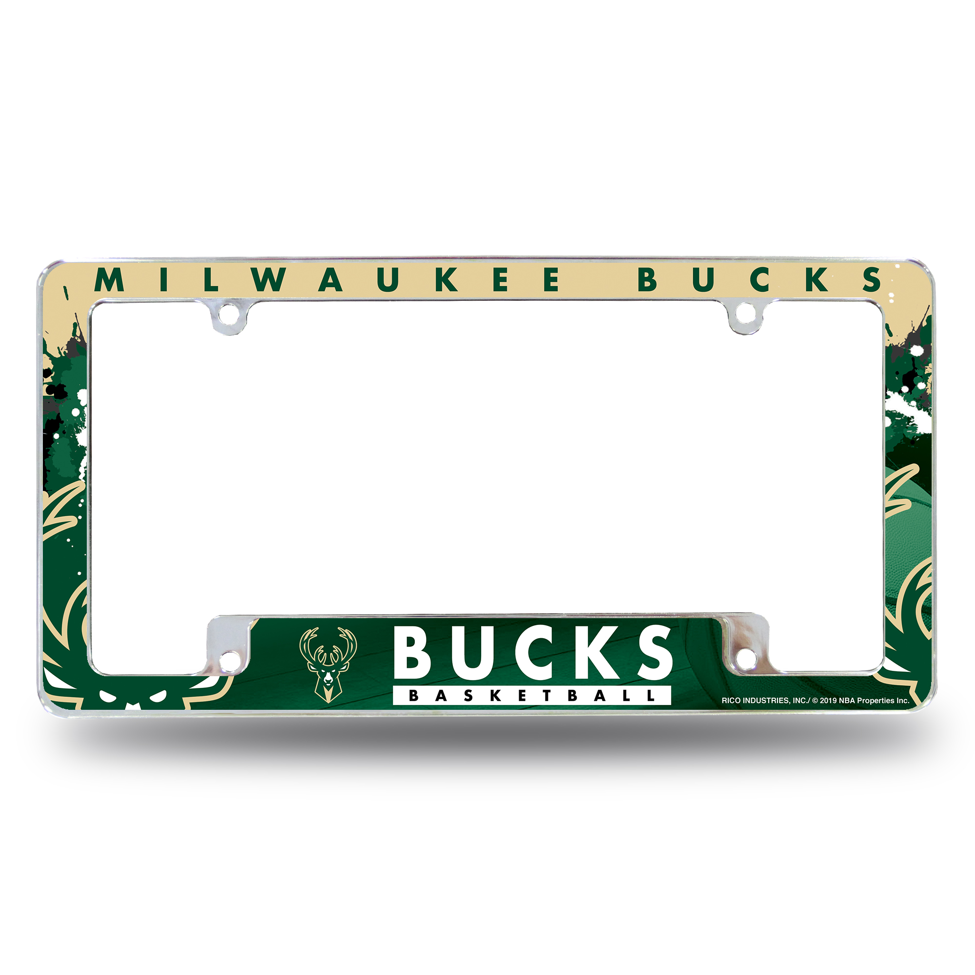 Milwaukee Bucks Primary 12" x 6" Chrome All Over Automotive License ...