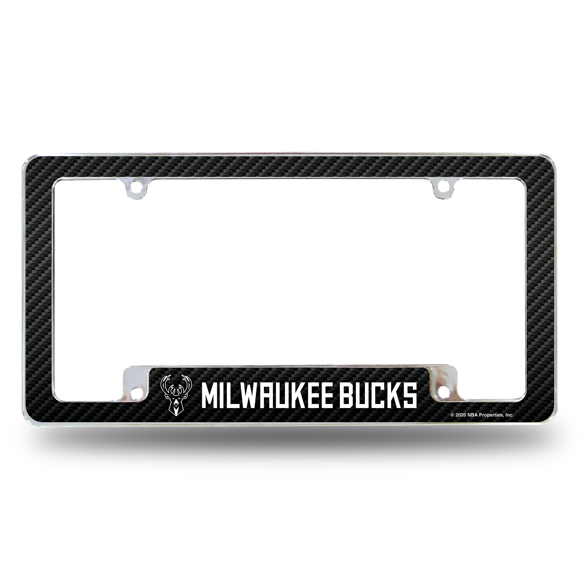 Milwaukee Bucks Black 12" x 6" Chrome All Over Automotive License Plate ...