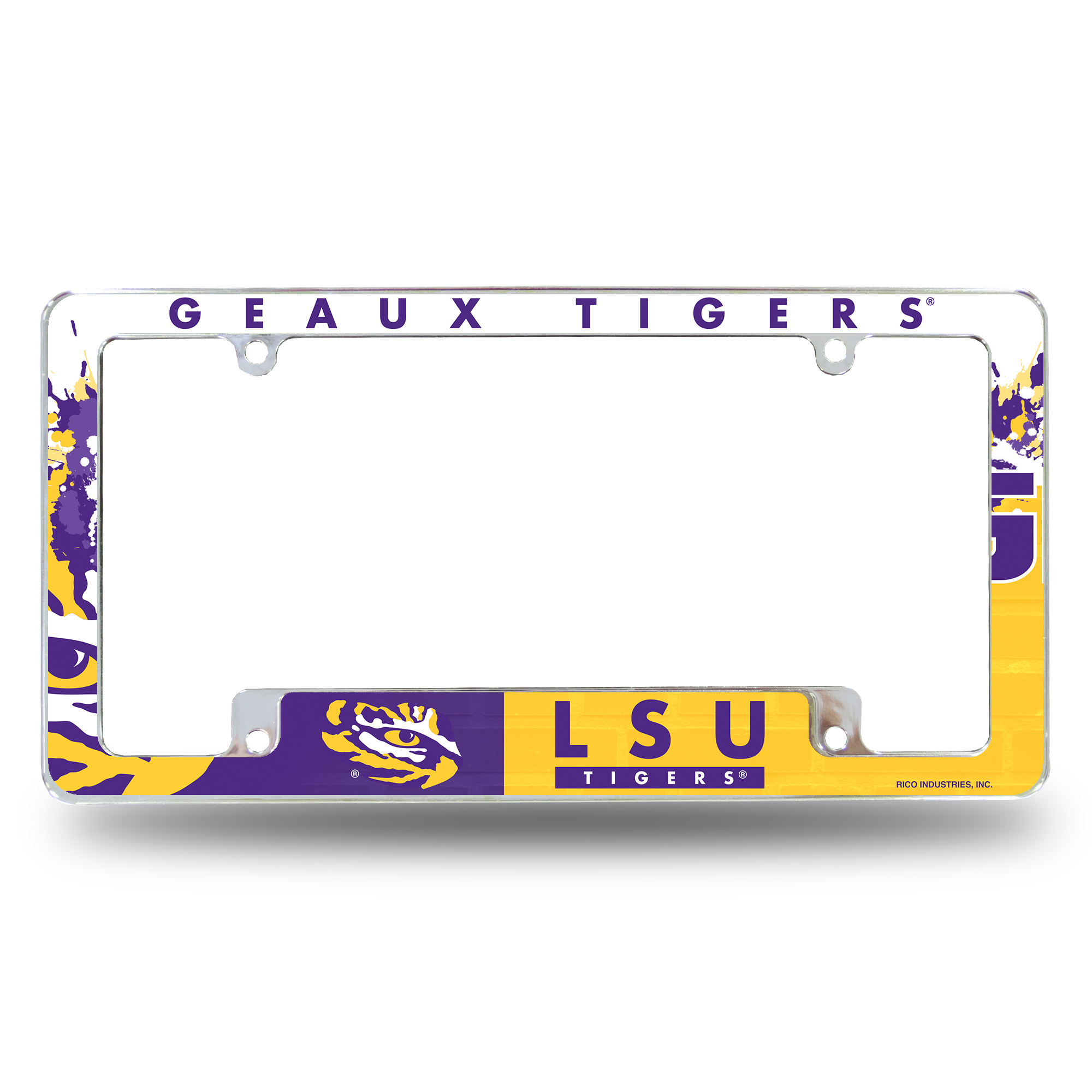 LSU Tigers Primary 12" x 6" Chrome All Over Automotive License Plate ...