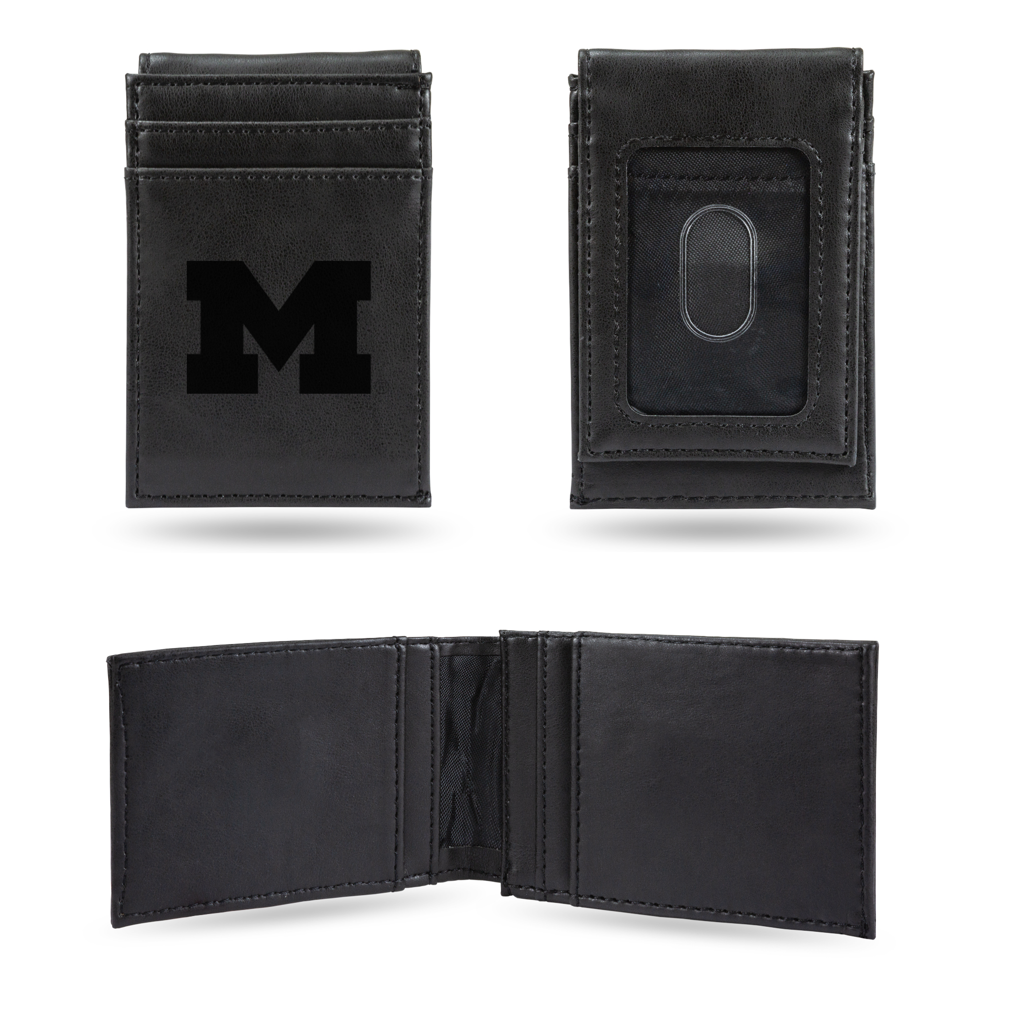 Michigan Wolverines Black Laser Engraved Front Pocket Wallet - Compact ...