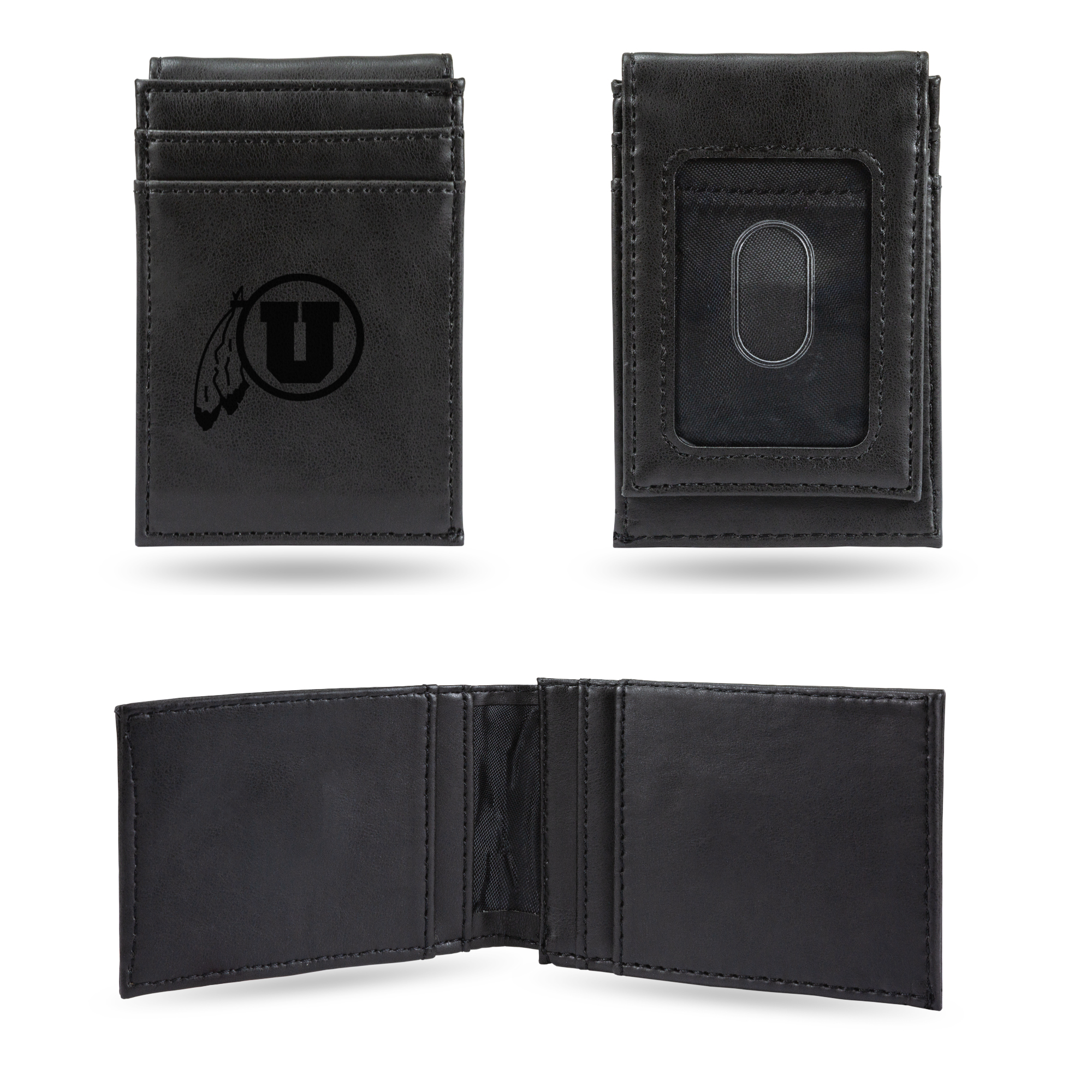 Utah Utes Black Laser Engraved Front Pocket Wallet - Compact ...
