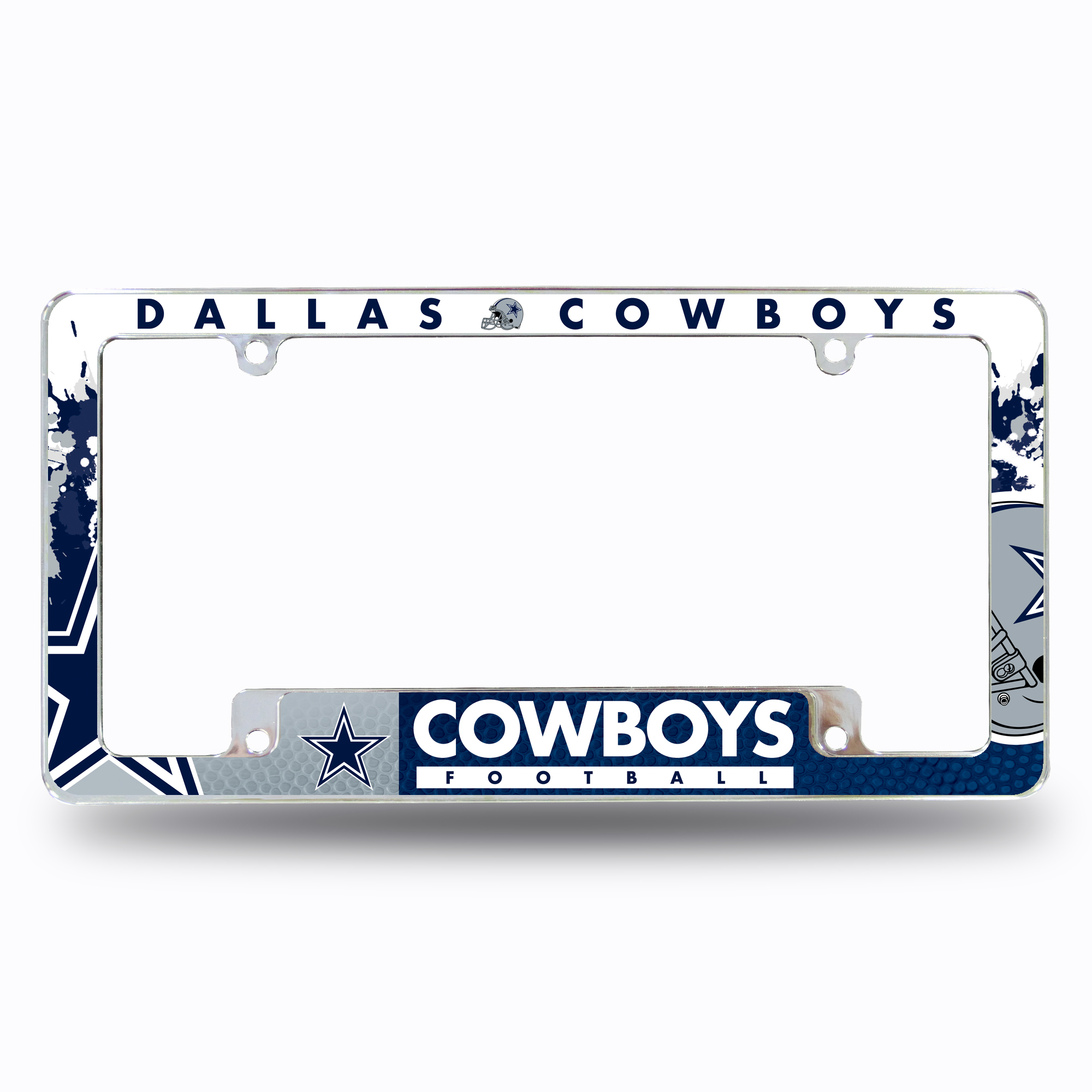 Dallas Cowboys Primary 12" x 6" Chrome All Over Automotive License ...