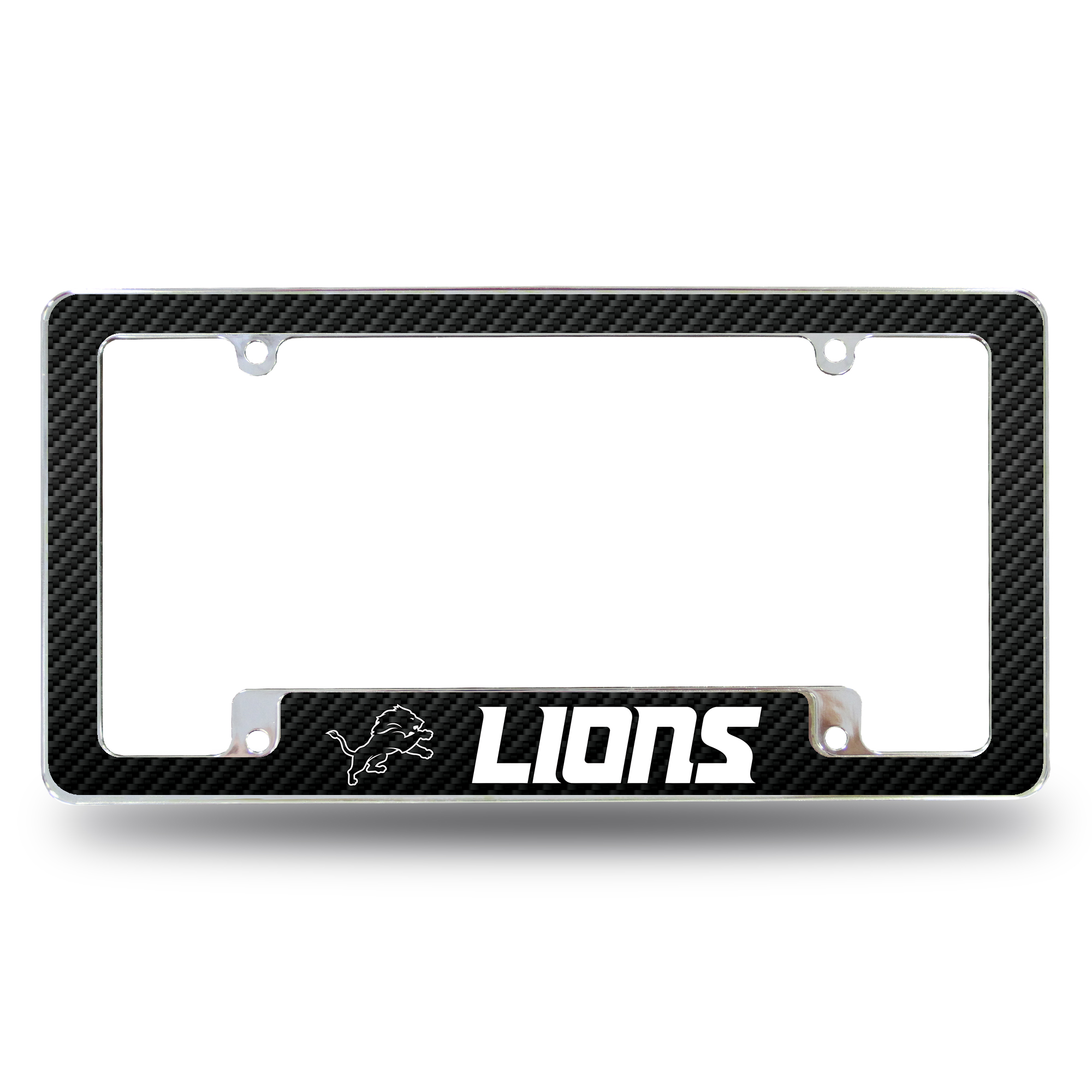 Detroit Lions Black 12" x 6" Chrome All Over Automotive License Plate ...