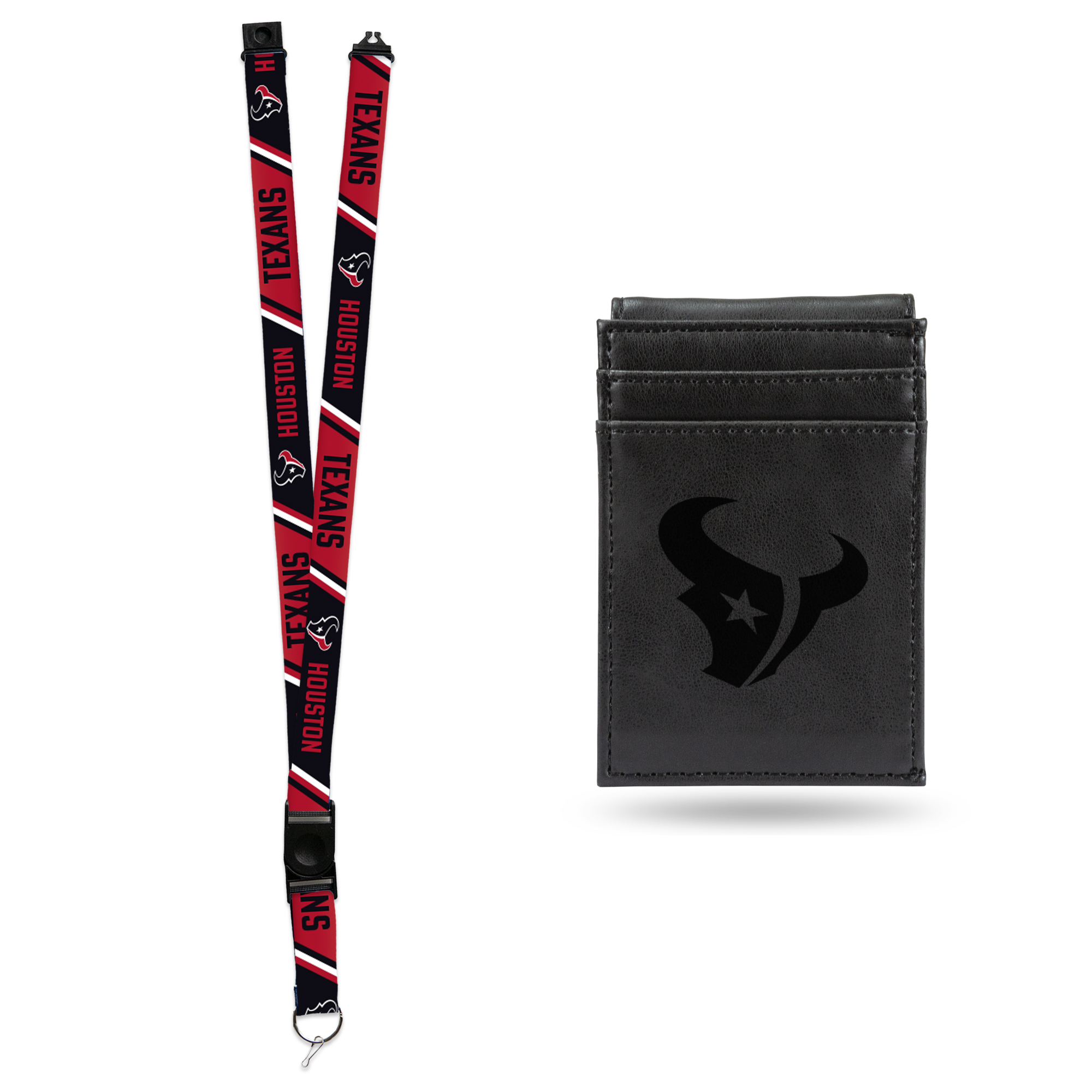 Houston Texans Black Front Pocket Wallet Set - Great Men's Gift